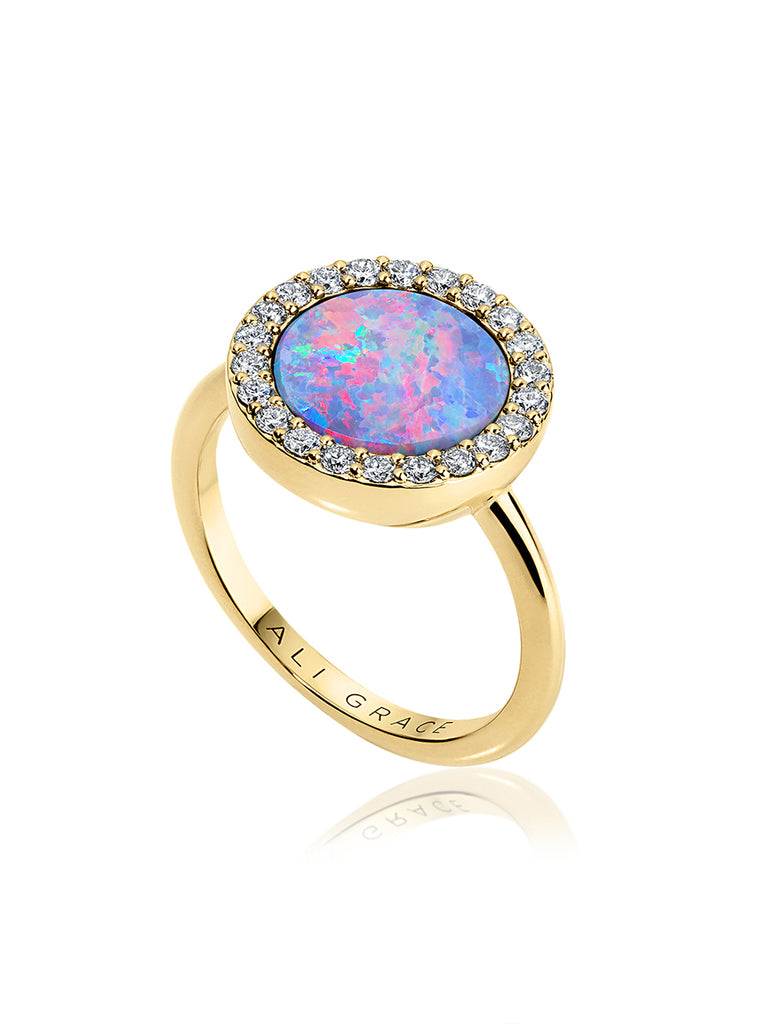 ALI GRACE | Australian Opal, Gold and Diamond Perimeter Ring – Kirna Zabête