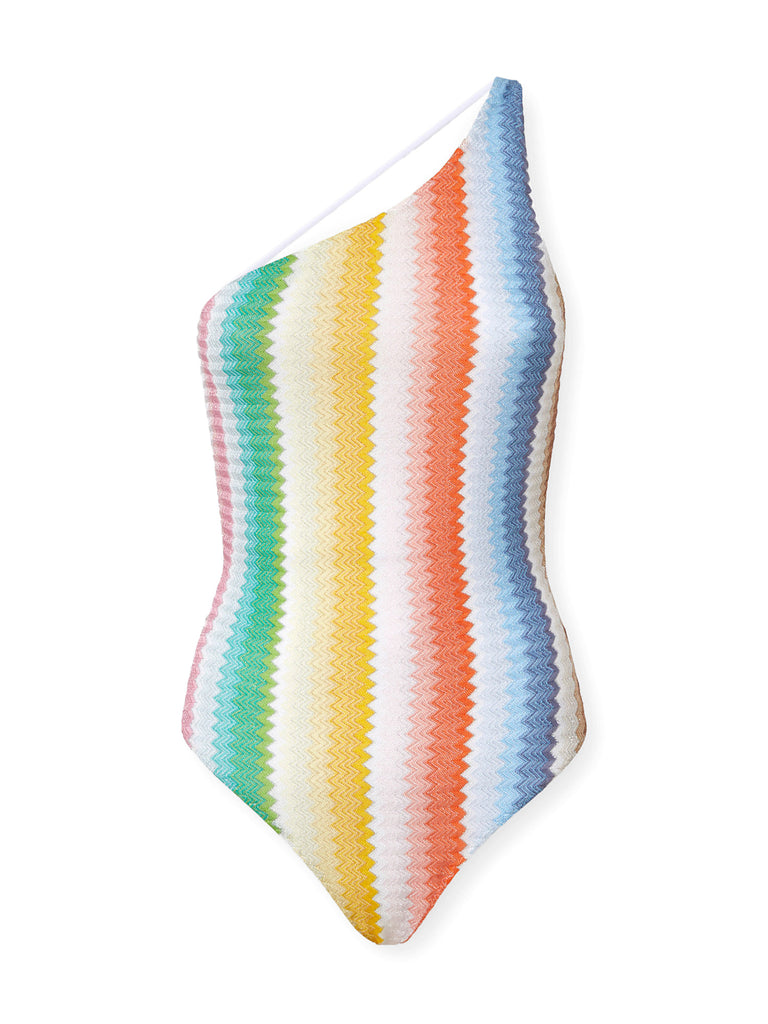 Striped One-Shoulder Swimsuit – Kirna Zabête