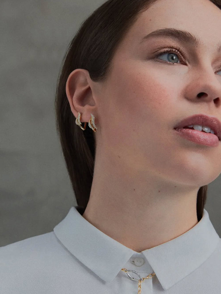 VERACHI | Yellow Gold and Diamond Three Plumas Earrings – Kirna Zabête