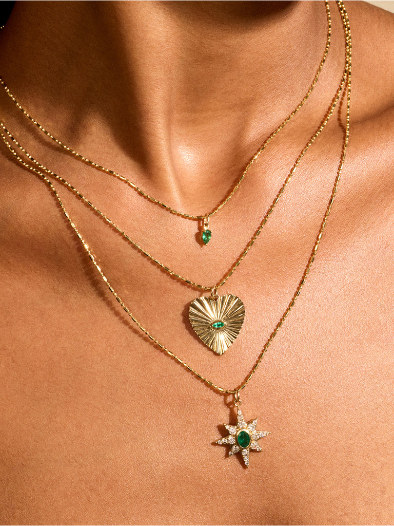 Zahava | Emerald Sunbeam Heart Charm – Kirna Zabête